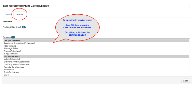 Configuring Reference Fields by Service Type – Interpreter Intelligence