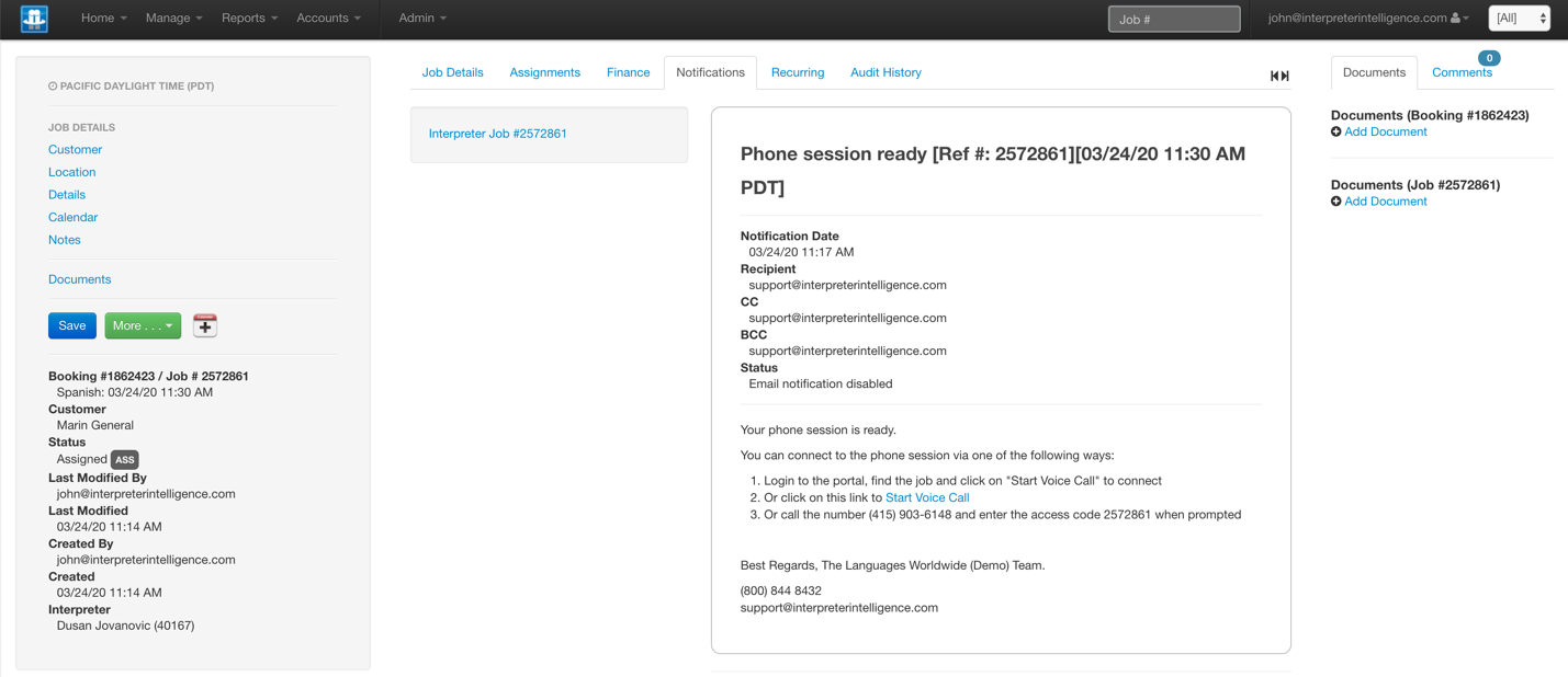 Setting Up Scheduled OPI (Internal User) – Interpreter Intelligence