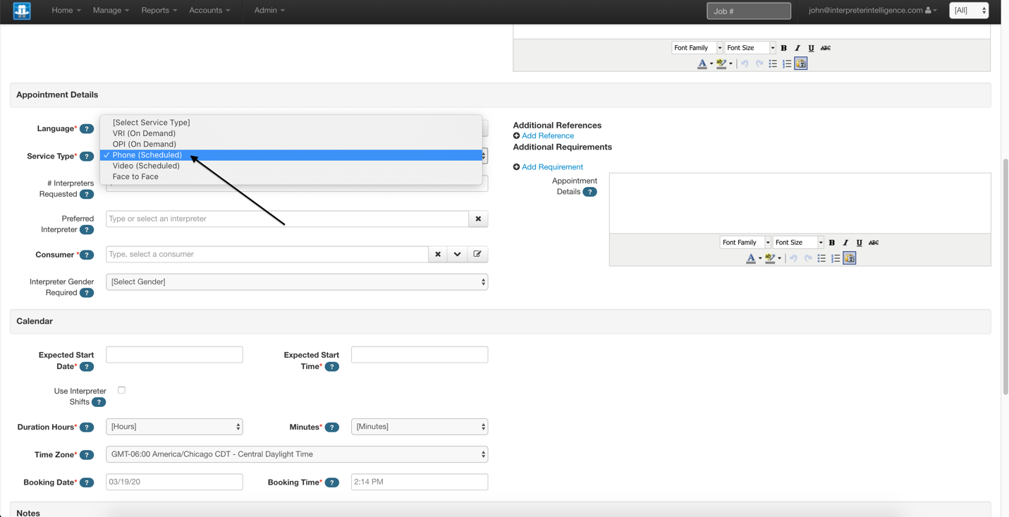 Setting Up Scheduled OPI (Internal User) – Interpreter Intelligence