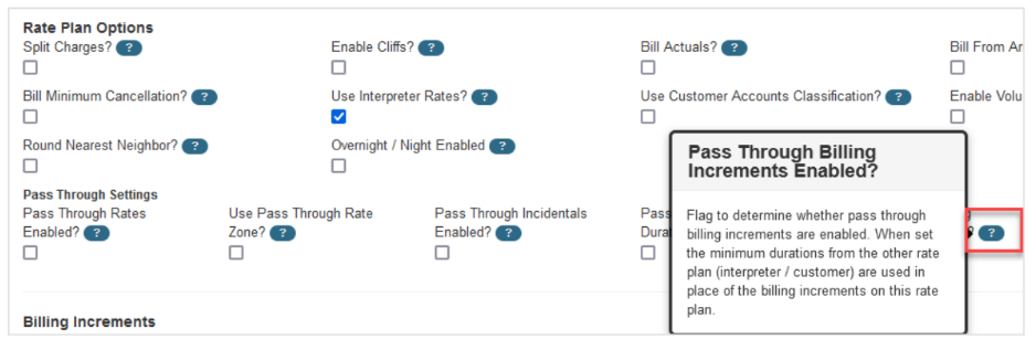 Rate Plan Pass Through Settings – Interpreter Intelligence
