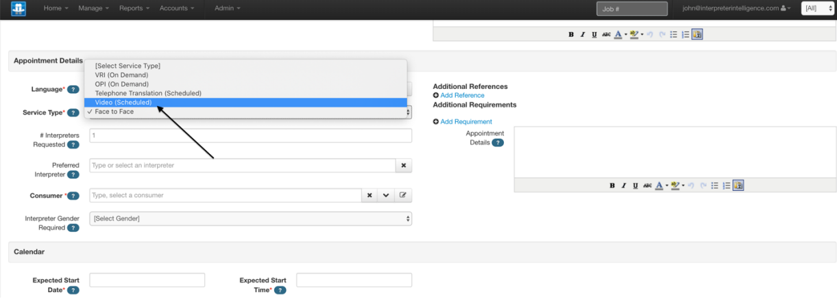 Setting Up Scheduled VRI (Internal User) – Interpreter Intelligence