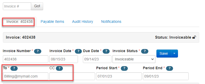 Invoice Email Address Fields and Notification Tab – Interpreter Intelligence