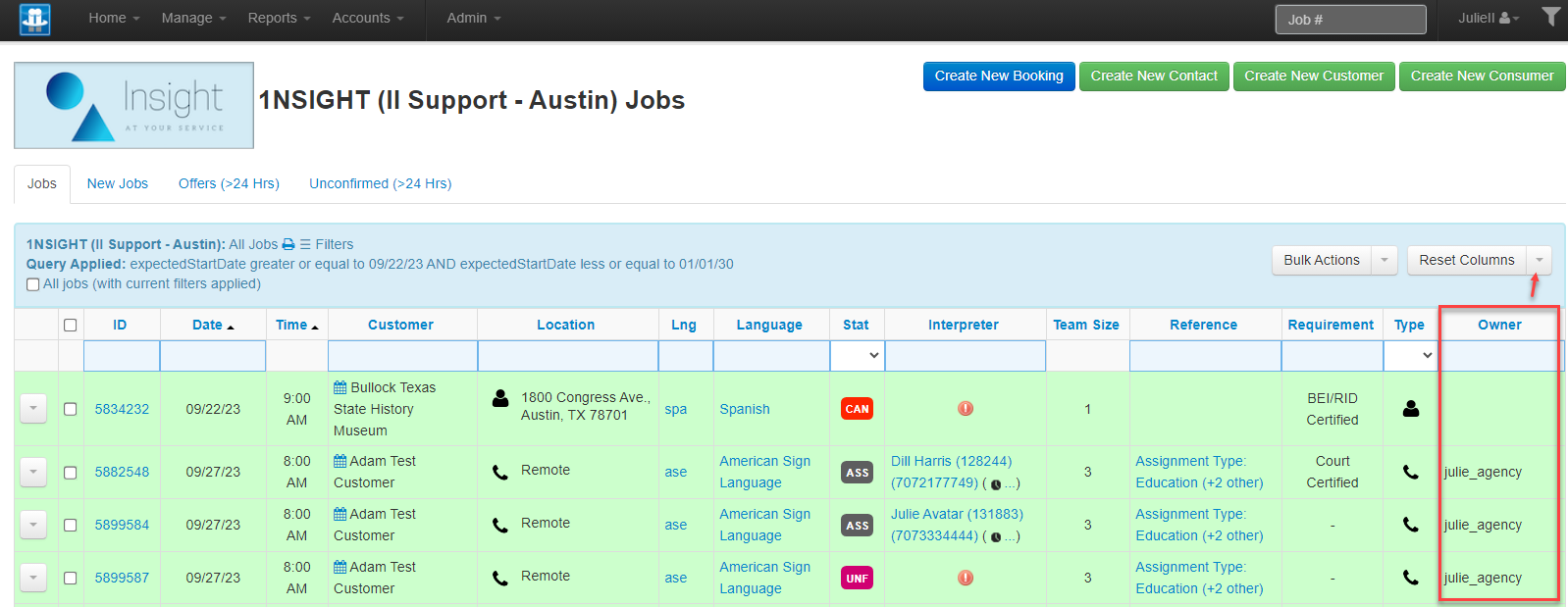 Owner field – Interpreter Intelligence