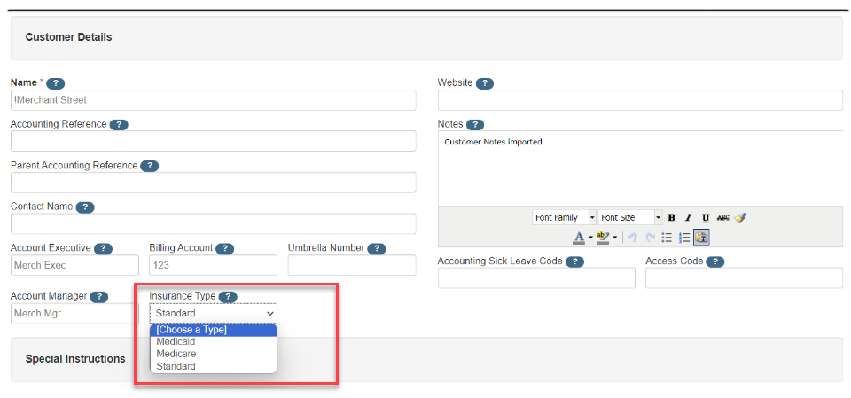Customer 'Insurance Type' Field – Interpreter Intelligence