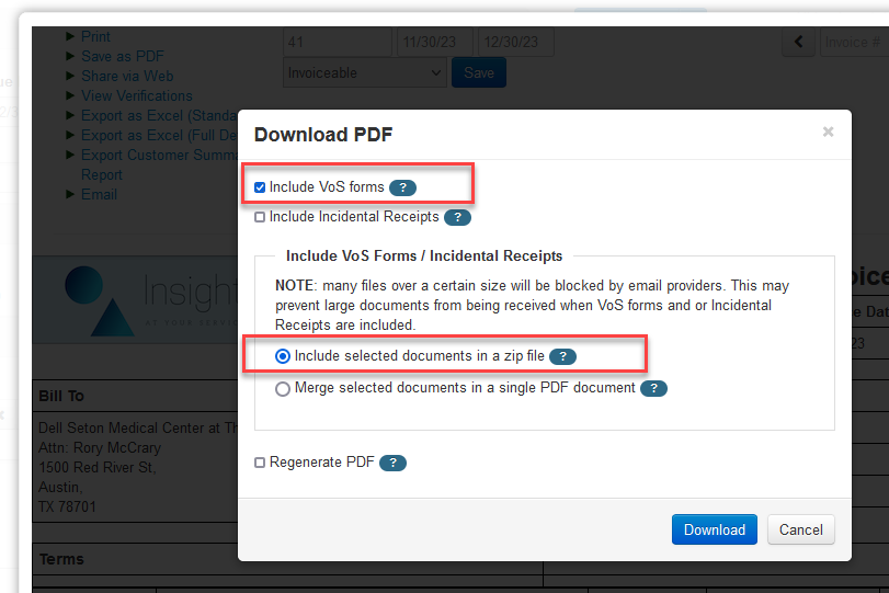 Emailing or Downloading Invoices/Payments – Interpreter Intelligence