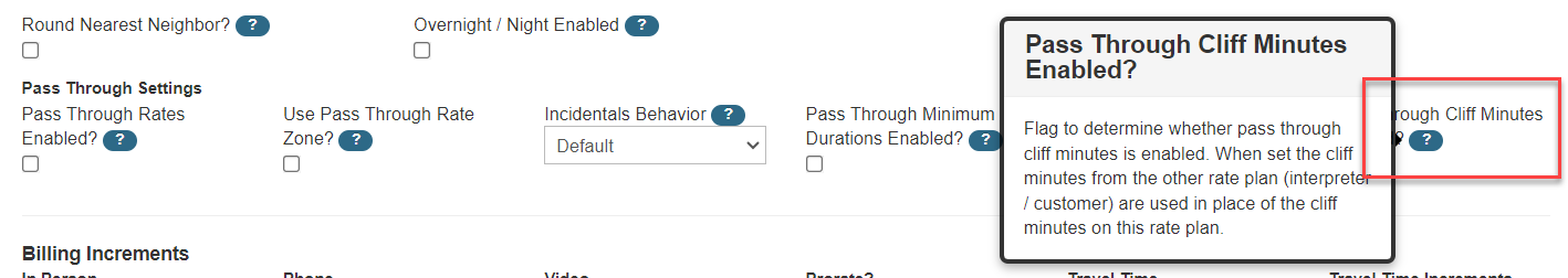 Rate Plan Pass Through Settings – Interpreter Intelligence