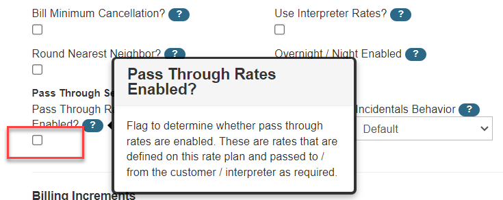 Rate Plan Pass Through Settings – Interpreter Intelligence