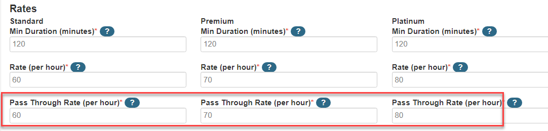 Rate Plan Pass Through Settings – Interpreter Intelligence