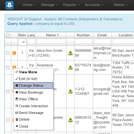 Interpreter Status Options – Interpreter Intelligence