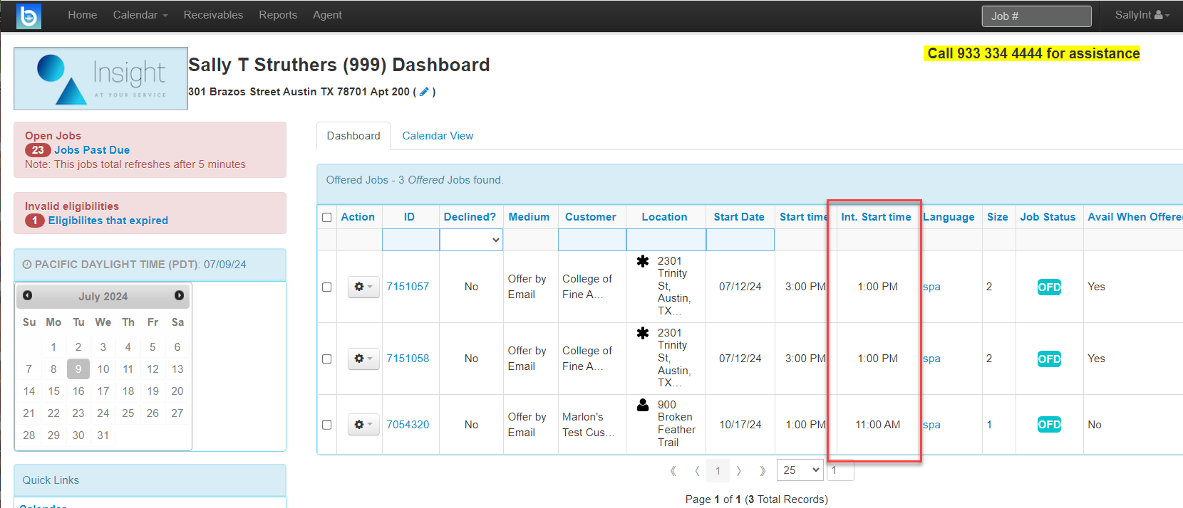 Interpreter Portal (Full Site) Displays Interpreter Start Time ...