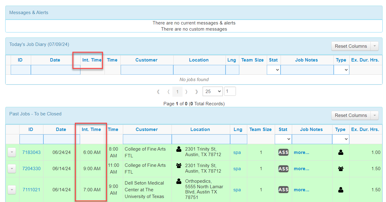 Interpreter Portal (Full Site) Displays Interpreter Start Time ...
