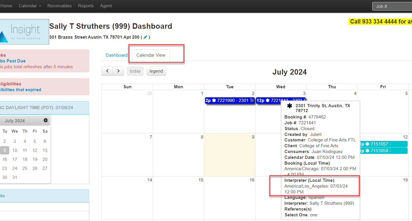 Interpreter Portal (Full Site) Displays Interpreter Start Time ...