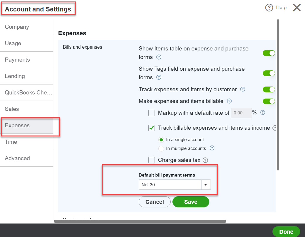 Quickbooks Online (QBO) Due Date Settings – Interpreter Intelligence