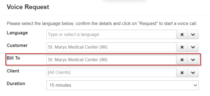Customer and Bill To fields – Interpreter Intelligence